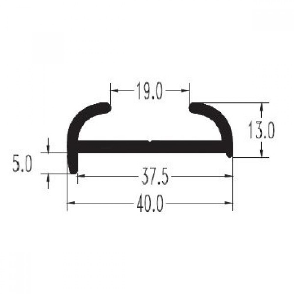 Profil "U" din PVC de culoare neagra pentru brau acostare ambarcatiuni