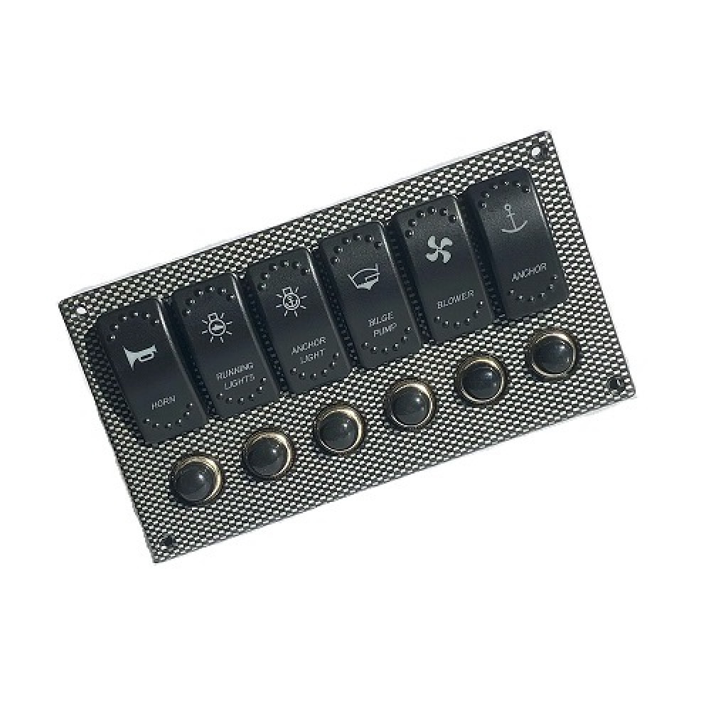 Panou electric carbon 6P/12/24V automat - IP68