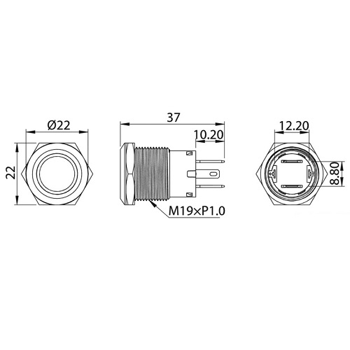 Buton intrerupator marin cu LED alb