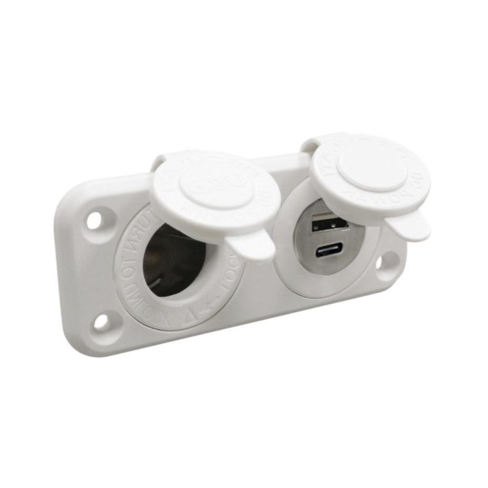 priza marina cu doua conexiuni USB (A+C) si o conexiune clasica